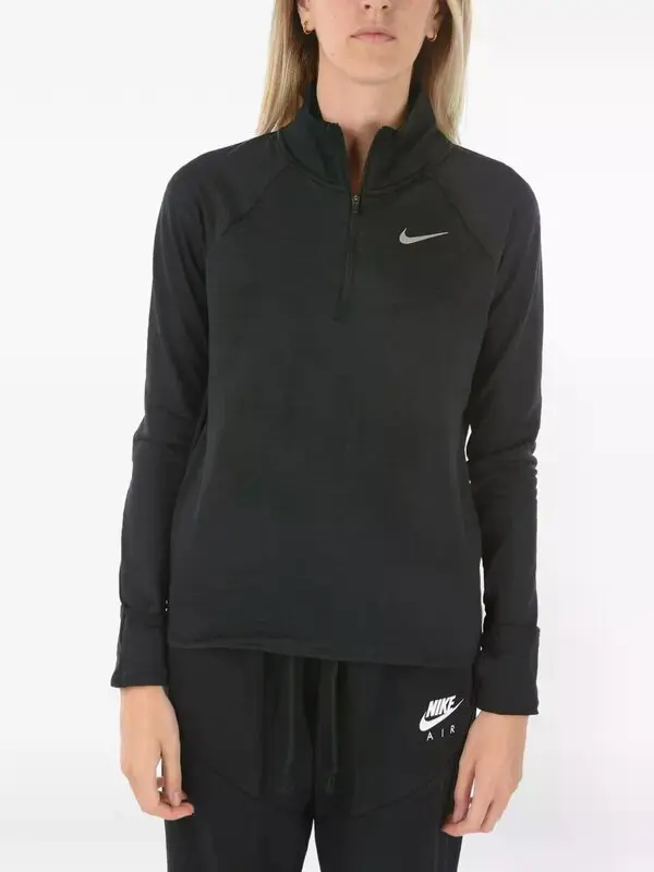 Nike Therma-fit Half-zip Top With Logo Print - Black