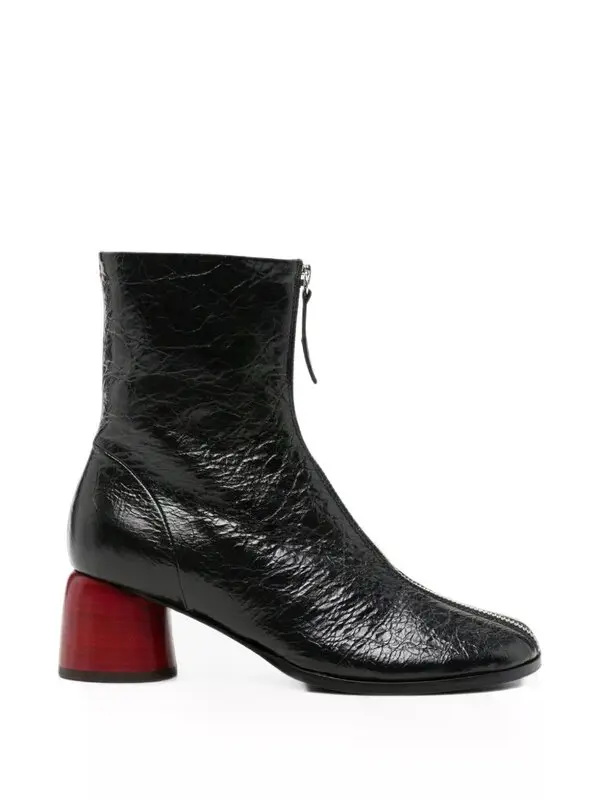 HALMANERA Front-zip Leather Ankle Boots