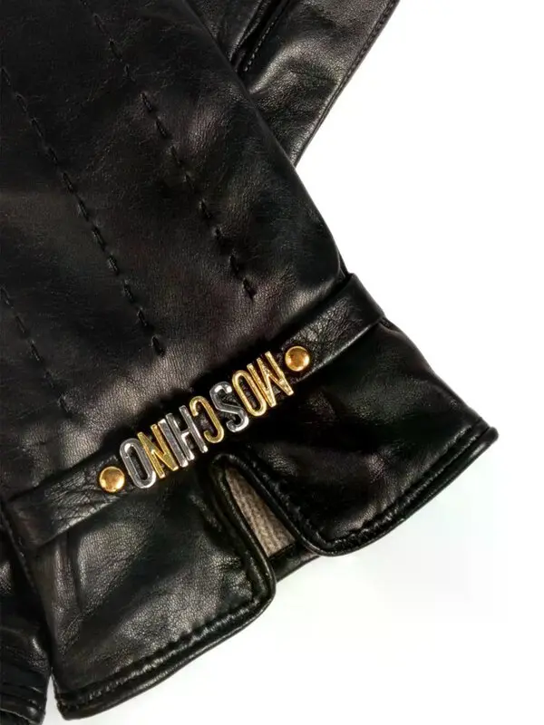 Moschino Logo-plaque Leather Gloves