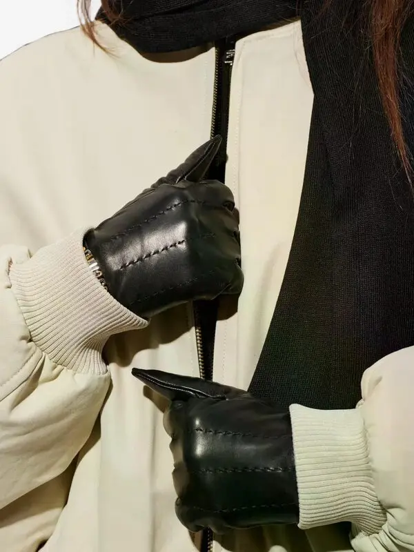 Moschino Logo-plaque Leather Gloves