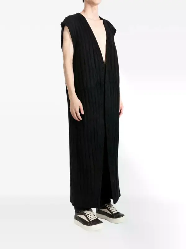Rick Owens Ribbed-knit Sleeveless Cardicoat