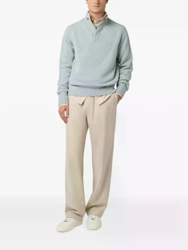 TOD'S Half-zip Suede Detail Top