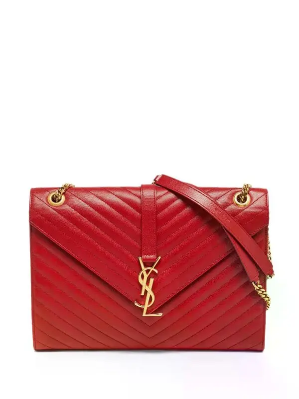 Saint Laurent 2014 Envelope Logo-plaque Shoulder Bag - Red