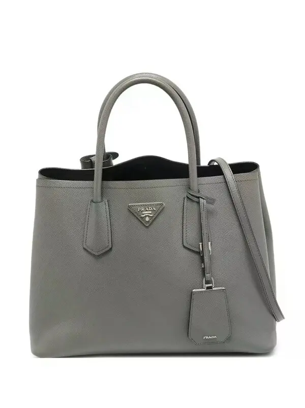 Prada Medium Saffiano-leather Tote Bag - Grey