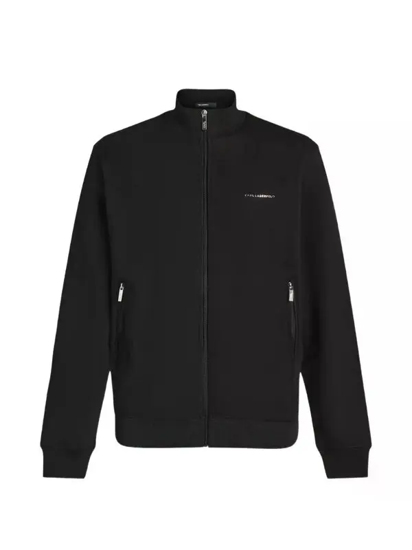 Karl Lagerfeld Logo Plaque Zip-up Sweatshirt - Black