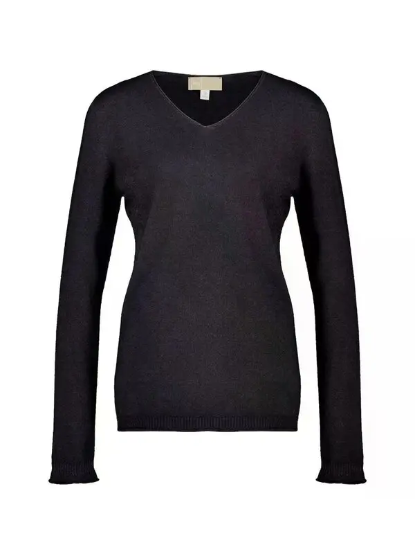 120% Lino V-neck Wool Sweater - Black