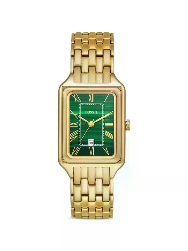 Fossil Raquel 26mm Gold-tone Link Bracelet Watch - Green