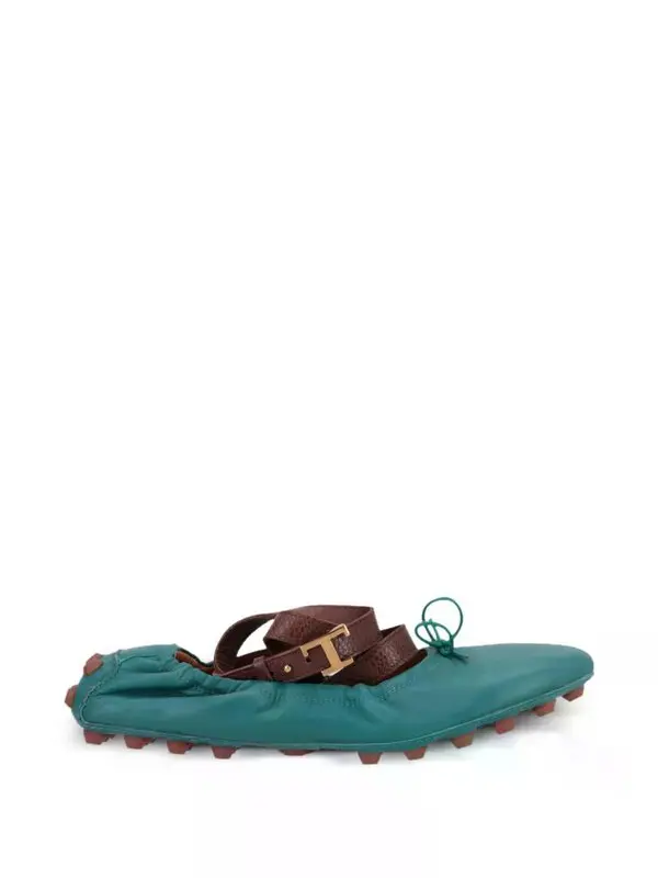 TOD'S Buckle-strap Gommino Ballet Flats - Green