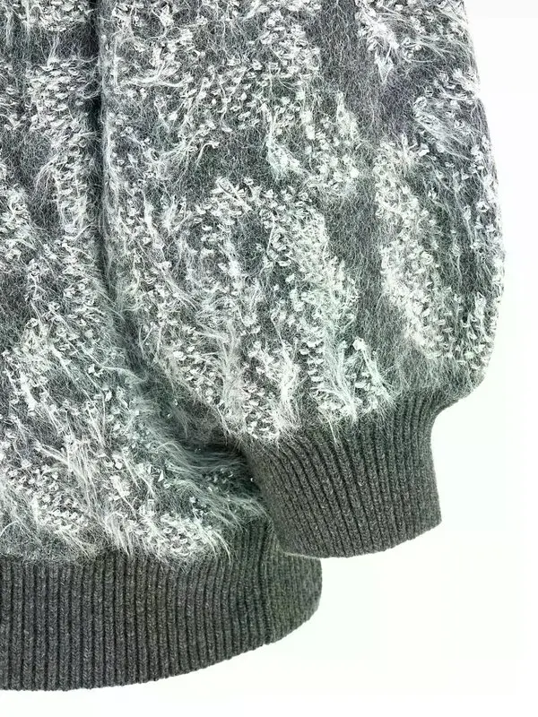 NUDE Jacquard-knit Zip-up Cardigan
