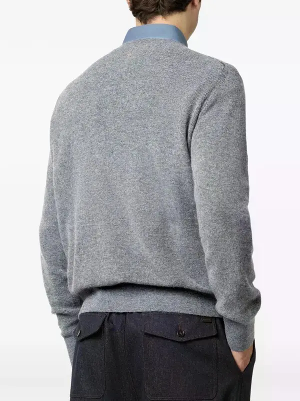 TOD'S Crew Neck Sweater With Suede Details