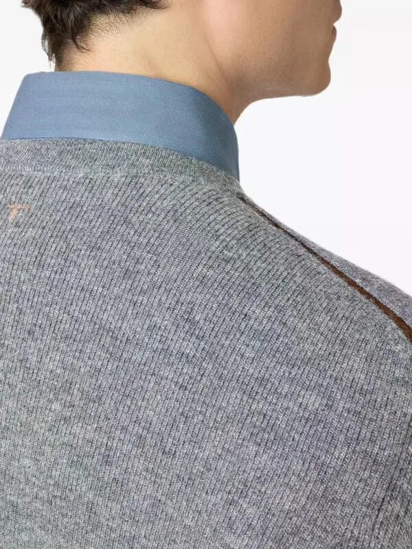TOD'S Crew Neck Sweater With Suede Details