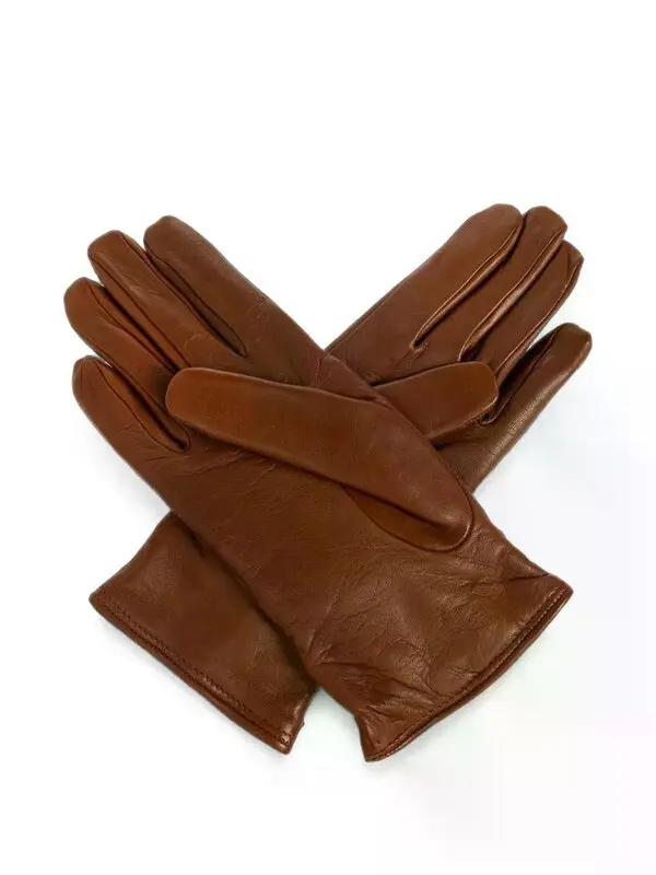 Moschino Logo-plaque Leather Gloves