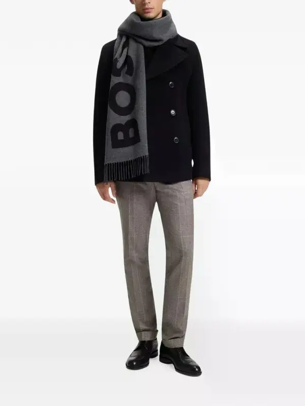BOSS Italian-made Scarf In A Wool-blend Jacquard