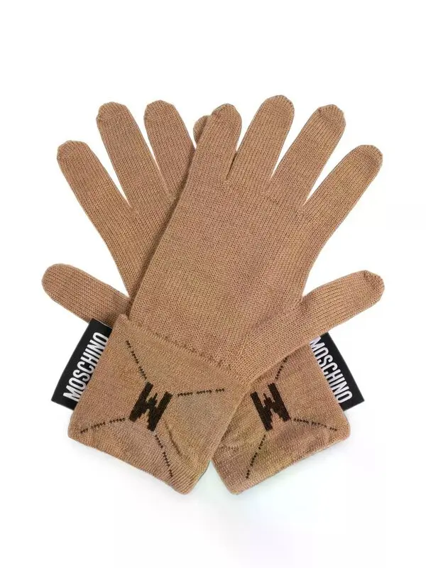 Moschino Tag Wool Gloves