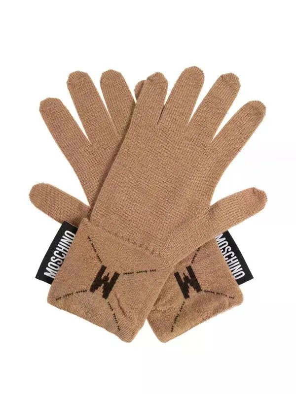 Moschino Tag Wool Gloves