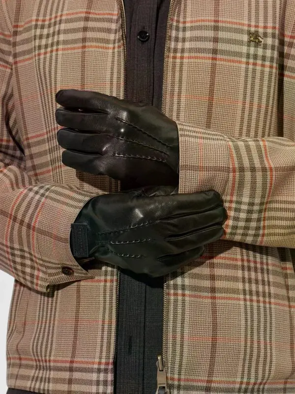 Moschino Logo-patch Leather Gloves