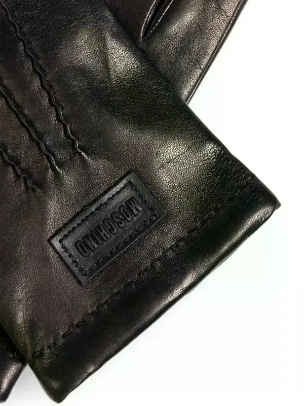 Moschino Logo-patch Leather Gloves
