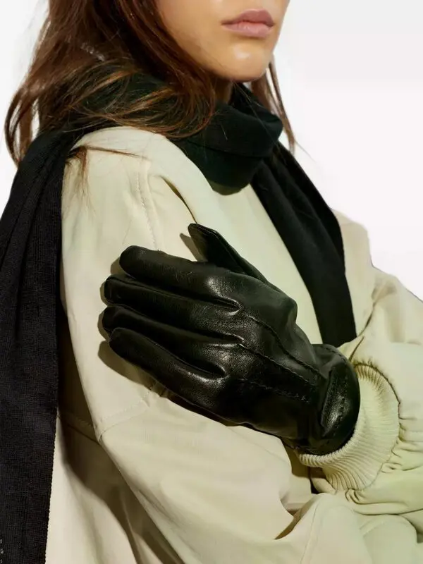 Moschino Logo-patch Leather Gloves