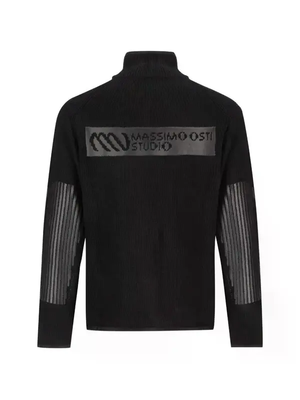 MASSIMO OSTI STUDIO Logo-patch Ribbed-knit Cardigan