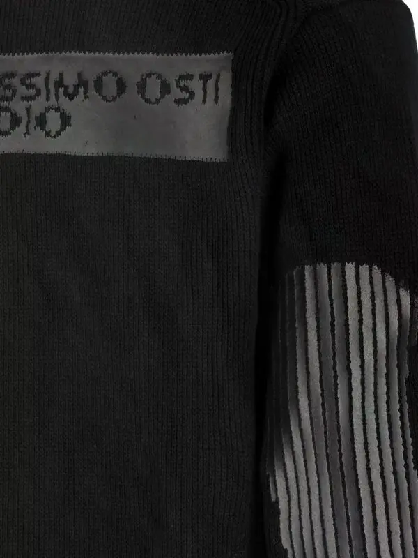 MASSIMO OSTI STUDIO Logo-patch Ribbed-knit Cardigan
