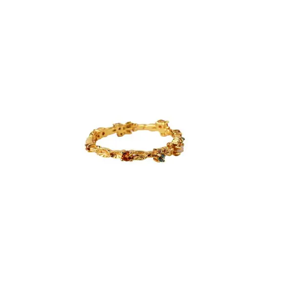 NASI SILVER Blue / White Eternity Lilypad & Frog Ring- Sunrise Edition, Gold