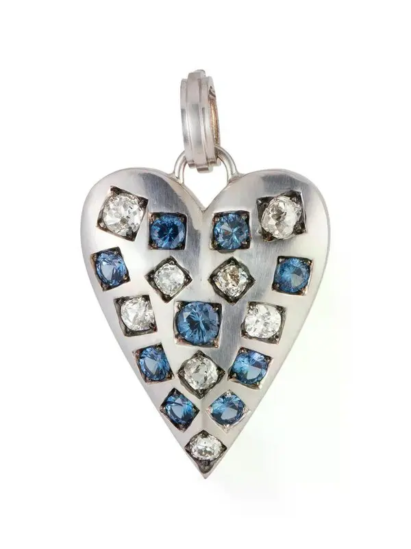 SYLVA & CIE Diamond And Sapphire Heart Pendant - Silver
