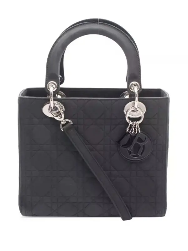 Dior 2010-2026 Medium Lambskin Cannage Lady Satchel - Black