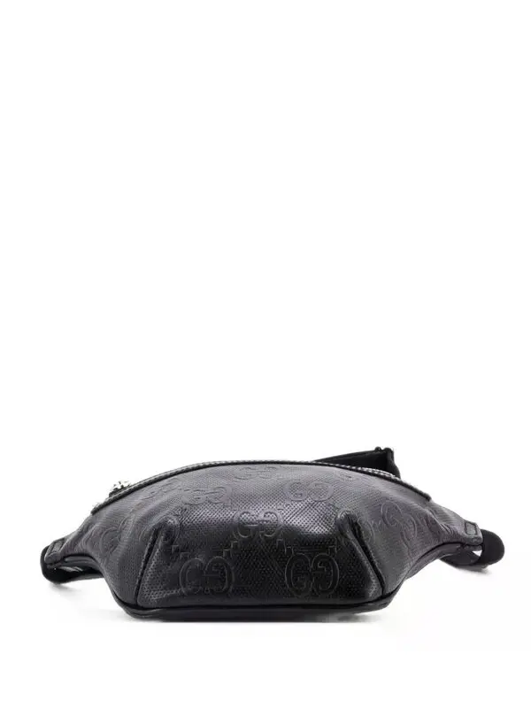 Gucci Gg Embossed Perforated Leather Small Belt Bag - Black