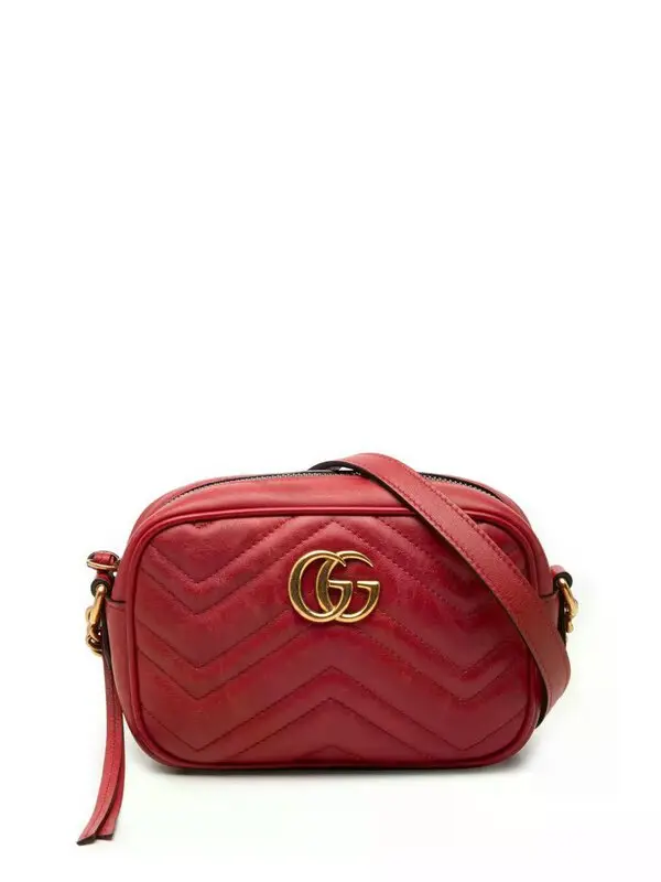 Gucci 2016-2026 Mini Gg Marmont Matelasse Leather Crossbody Bag - Red