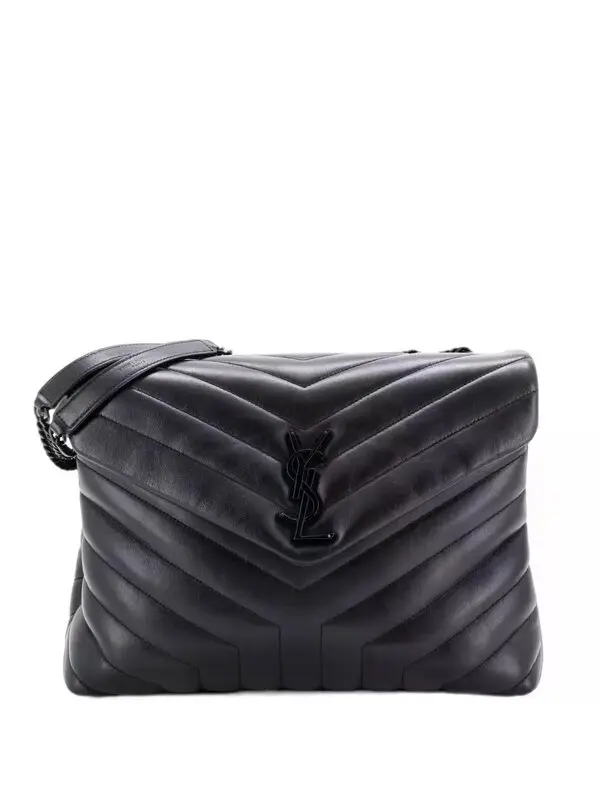 Saint Laurent Loulou Matelasse Chevron Leather Medium Shoulder Bag - Black