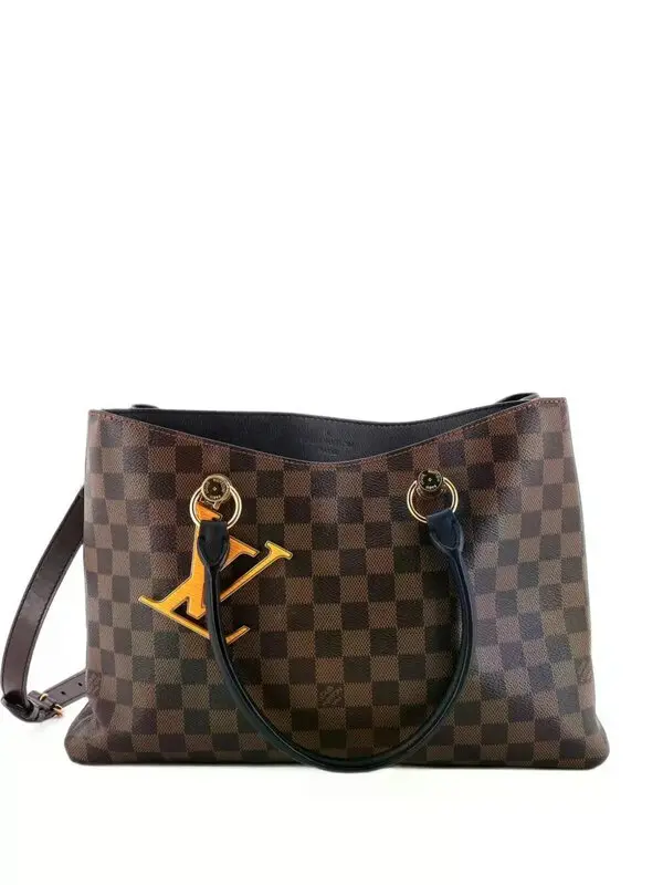 LOUIS VUITTON Riverside Handbag Damier With Leather Tote Bag - Black