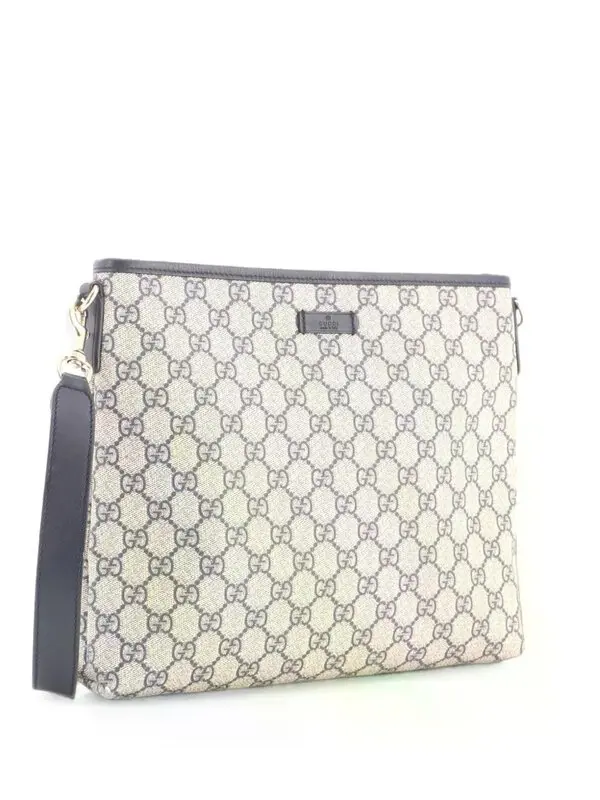 Gucci Zip Top Messenger Bag Gg Coated Canvas Medium Crossbody Bag - Blue
