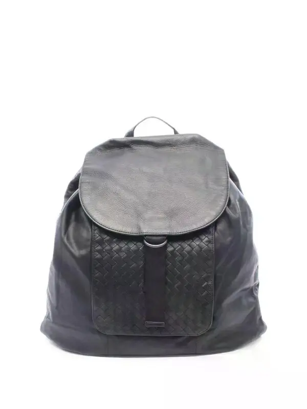 Bottega Veneta 2010s Intrecciato Leather Backpack - Black