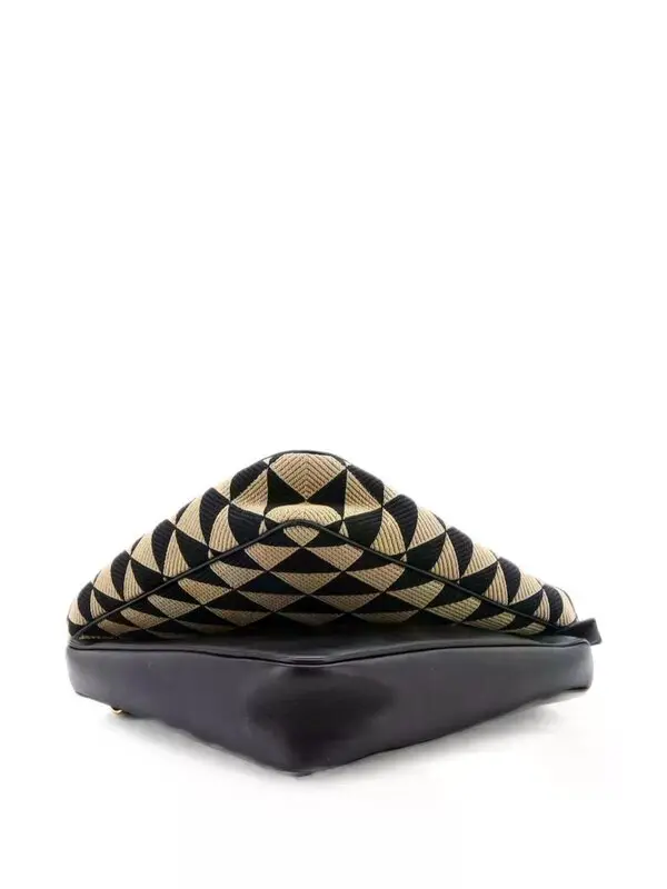 Prada Double Symbole Triangle Bag Leather And Jacquard Mini Shoulder Bag