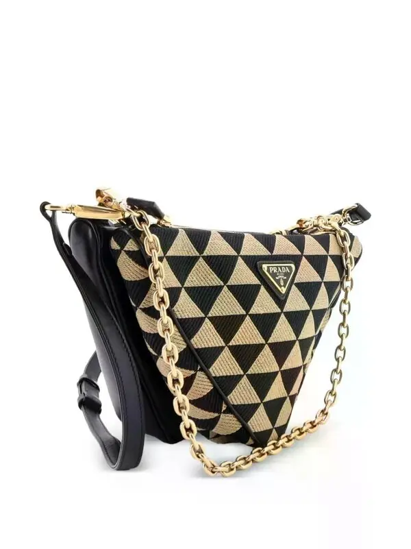 Prada Double Symbole Triangle Mini Shoulder Bag - Black