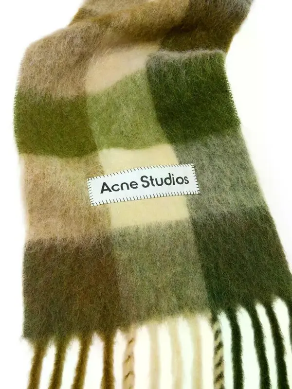 Acne Studios Mohair Check Scarf - Green