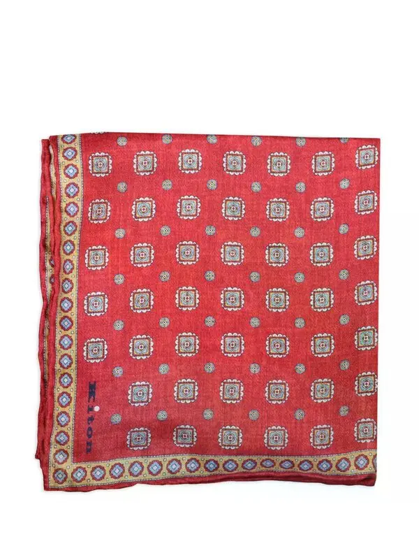 Kiton Medallion-print Silk Handkerchief - Red