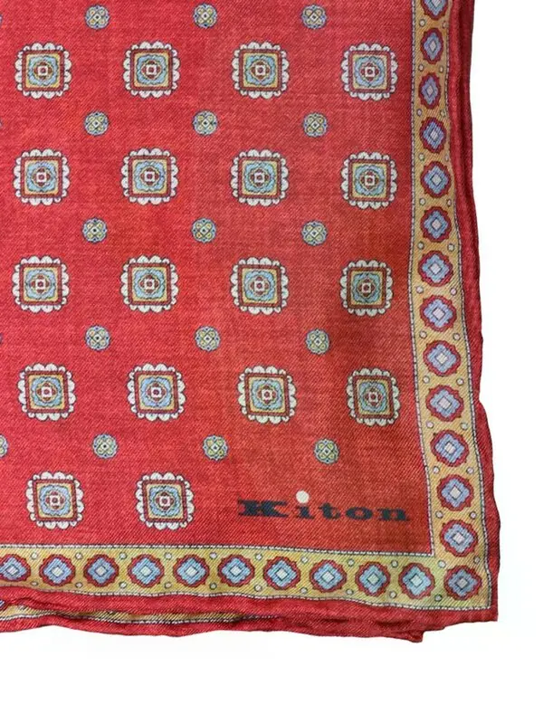 Kiton Medallion-print Silk Handkerchief - Red