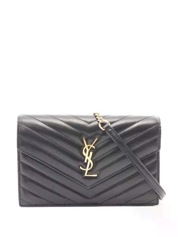 Saint Laurent 2010s Cassandra Envelope Chain Wallet - Black