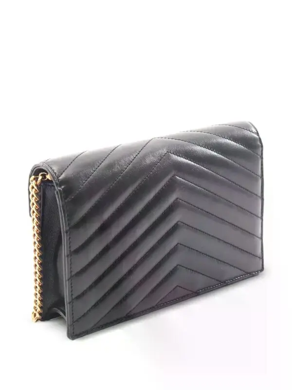 Saint Laurent 2010s Cassandra Envelope Chain Wallet - Black