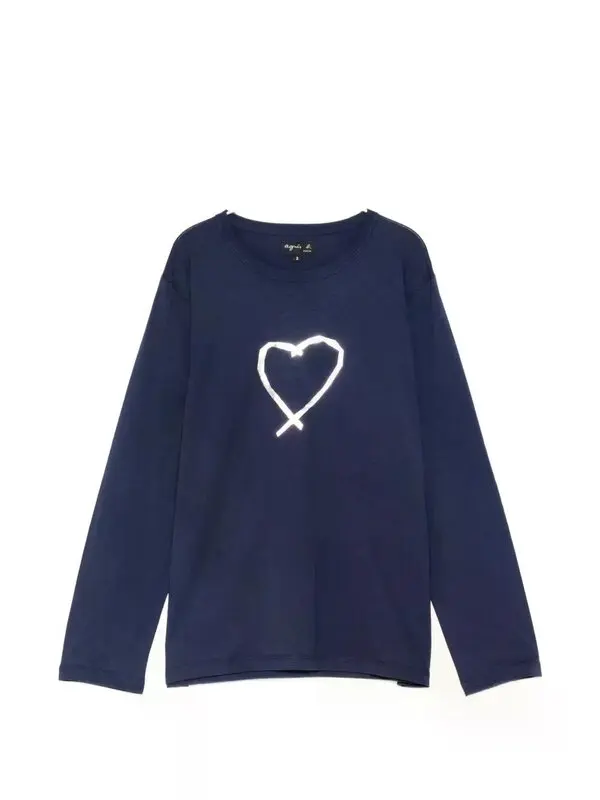 AGNES B. Heart-print Long-sleeve T-shirt