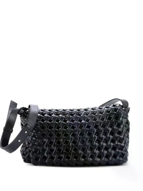 Bottega Veneta Window Flap Bag Knotted Intrecciato Leather Crossbody Bag - Black