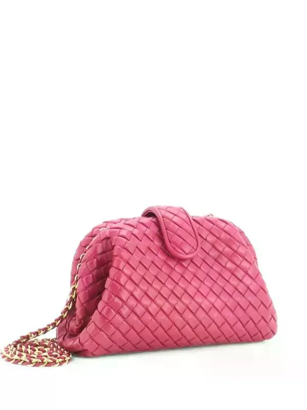 Bottega Veneta Lauren 1980 With Chain Intrecciato Nappa Teen Clutch Bag - Pink