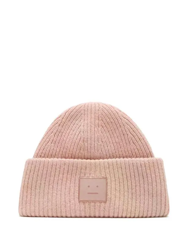 Acne Studios Face Logo Yak Beanie - Pink
