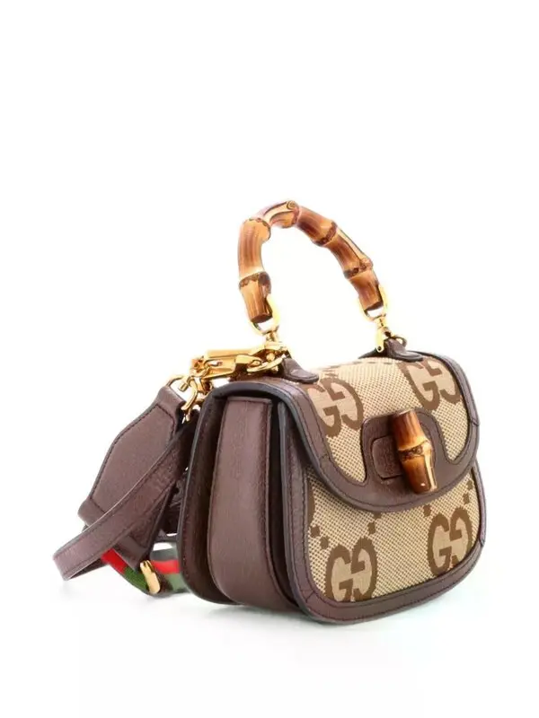 Gucci Bamboo 1947 Top Handle Bag Jumbo Gg Canvas Mini Crossbody Bag