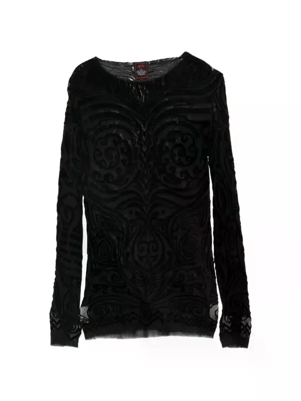 JEAN PAUL GAULTIER 2000s Velvet-effect Mesh Top