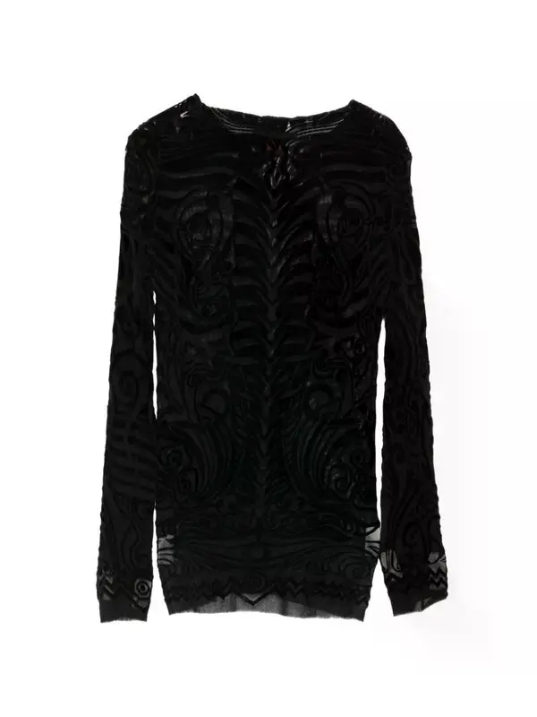 JEAN PAUL GAULTIER 2000s Velvet-effect Mesh Top