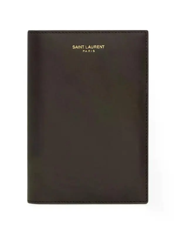 Saint Laurent Logo-print Passport Case - Brown