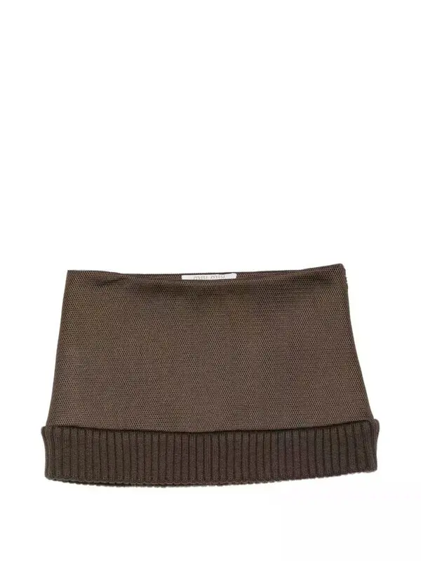 Miu Miu 2000s Mesh-knit Ribbed-trim Mini Skirt - Brown