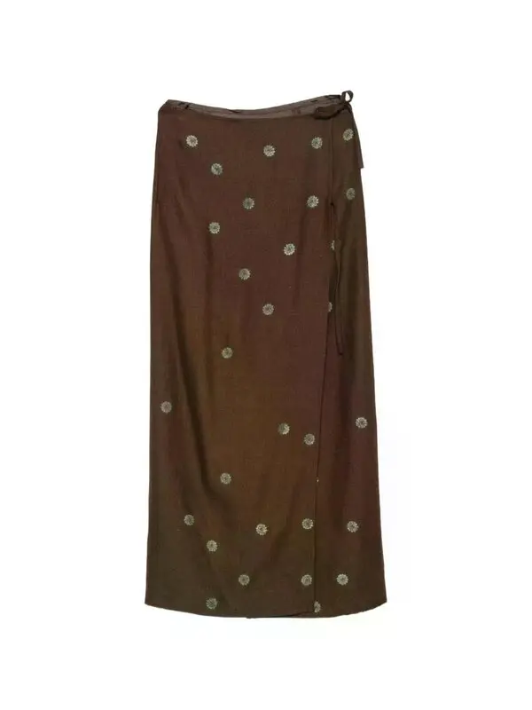Dries Van Noten 1990s Floral-print Wrap Midi Skirt - Brown